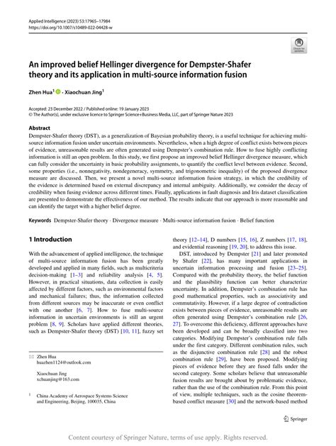 an improved belief hellinger divergence for dempster shafer theory and