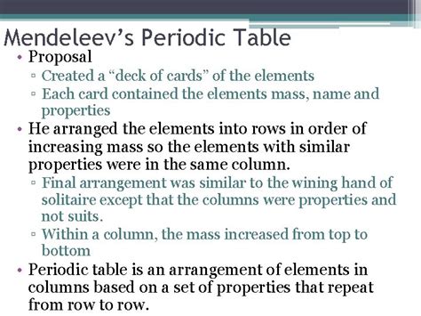 Periodic Table Organization Discovering Elements In 1750 Only