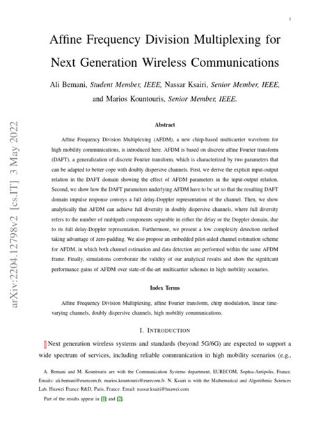 July 2024an Hybrid Framework Otfs Ofdm Pdf Orthogonal Frequency Division Multiplexing