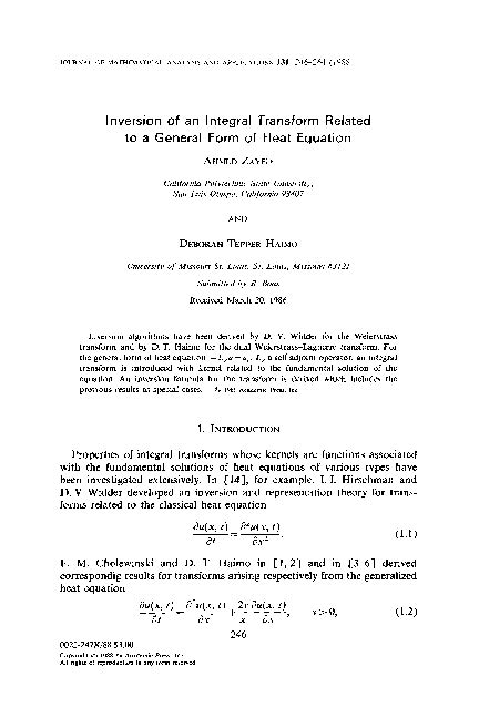 pdf inversion of an integral transform related to a general form of
