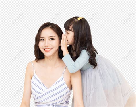 그녀의 어머니에 게 속삭이는 어린 소녀 PNG 일러스트 무료 다운로드 Lovepik
