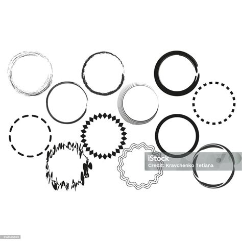 라운드 프레임 컬렉션 다양한 서클 디자인 예술적 테두리 세트입니다 벡터 일러스트 레이 션 0명에 대한 스톡 벡터 아트 및 기타 이미지 Istock