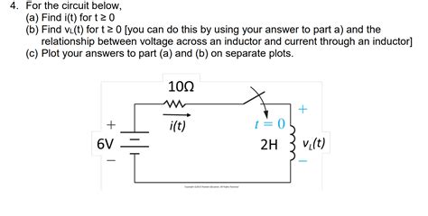 Solved For The Circuit Below A Find I T For T B Chegg