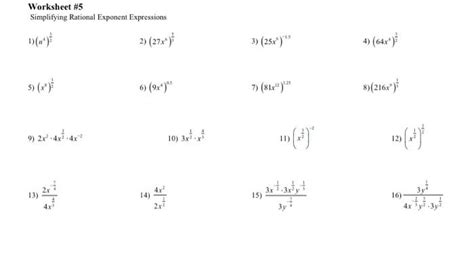 Solved Worksheet 5 Simplifying Rational Exponent Worksheets Library