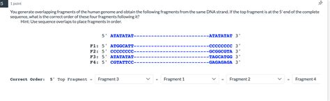 Solved 1 Point You Generate Overlapping Fragments Of The