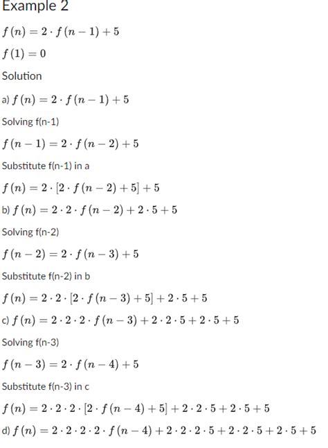 solved example 2 f n 2⋅f n−1 5f 1 0 solution a