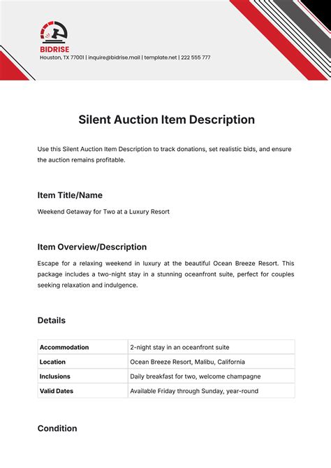 Free Auction Templates To Edit Online