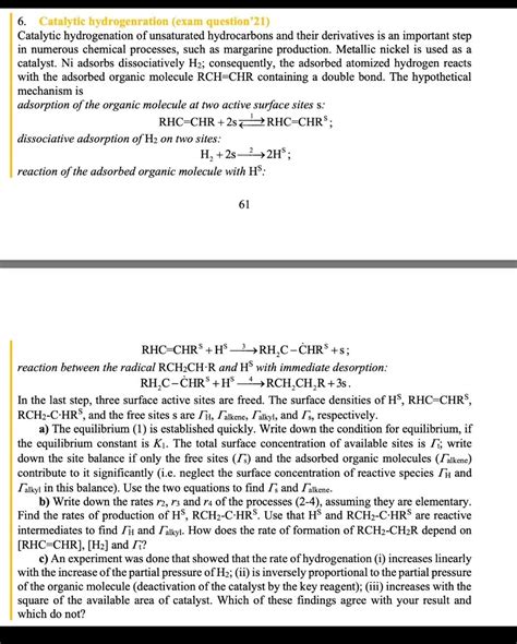 Solved Catalytic hydrogenration (exam question'21)Catalytic | Chegg.com