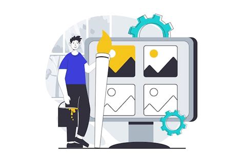 Premium Vector Ui Ux Design Concept With People Scene In Flat Graphic For Web Man Drawing