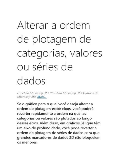 alterar ordem de plotagem no excel pdf informática