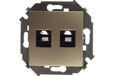 Компьютерная двойная розетка Simon RJ45 кат.5e AMP, шампань 1591552-034 ...