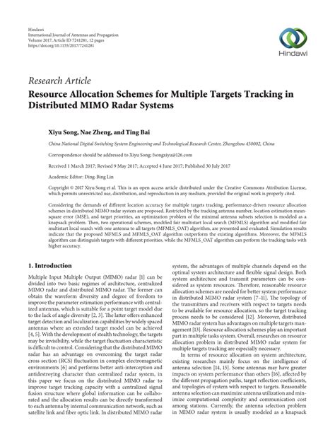Pdf Resource Allocation Schemes For Multiple Targets Tracking In