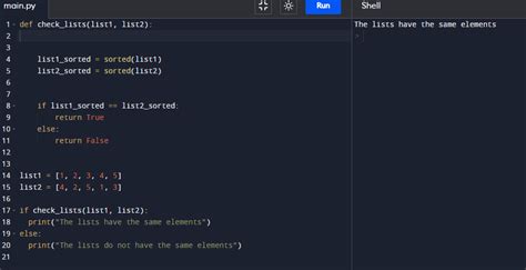 Determine If Two Lists Have Same Elements Regardless Of Order AskPython