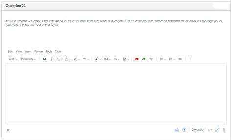 Solved Question Write A Method To Compute The Average Of Chegg