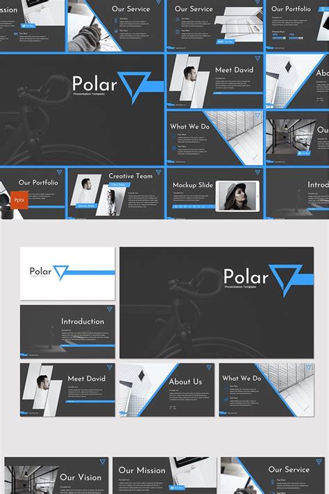 Grey And Blue PowerPoint Template Triangle Design Powerpoint Templates Presentation Design