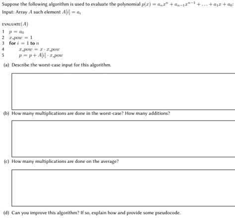 Solved An 12 101 00 Suppose The Following Algorithm
