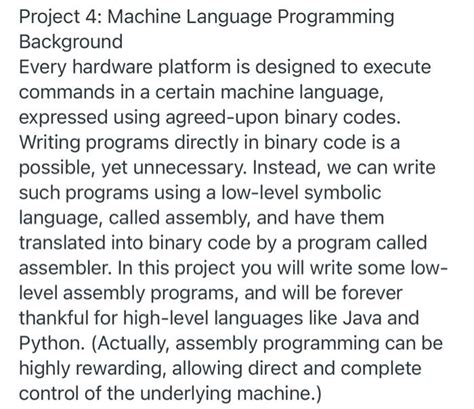 Solved Project 4 Machine Language Programming Background