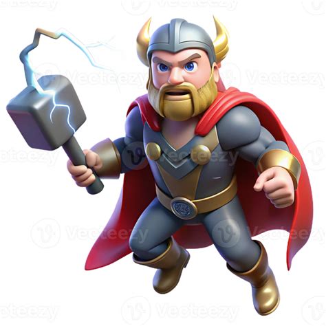 Dramatic Classic Thor The Norse God Of Thunder Wielding Mjolnir Amidst A Raging Thunderstorm