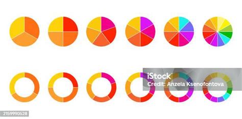 원형 차트 집합입니다 섹션 또는 단계가 있는 다채로운 다이어그램 모음입니다 인포그래픽 Ui 웹 디자인 비즈니스 프레젠테이션을 위한 원형 아이콘 벡터 일러스트 레이 션
