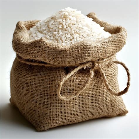 A Sack Of Rice Isolated On White Background Premium Ai Generated Image
