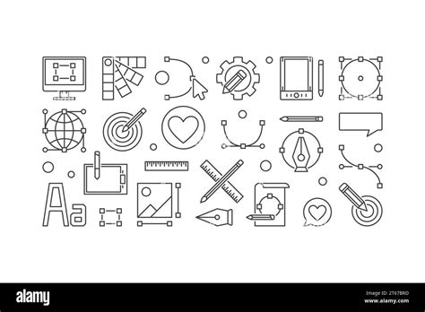Graphic Design Minimal Vector Illustration Or Horizontal Banner In Thin