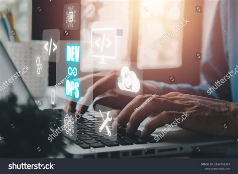 Devops Concept Woman Hand Using Laptop Stock Photo 2190756367 Shutterstock