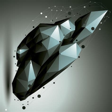 Premium Vector Abstract 3d Structure Polygonal Network Object Grayscale Deformed Figure