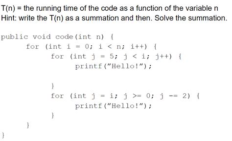 solved t n the running time of the code as a function of