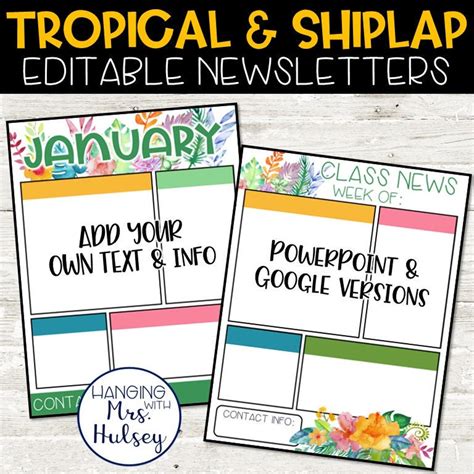 Tropical Class Newsletter Templates Etsy