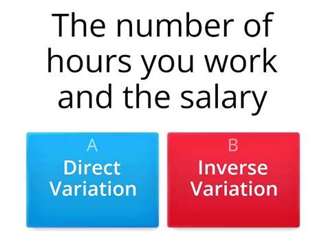 Identify The Given Examples As Direct Variation Or Inverse Variation Quiz