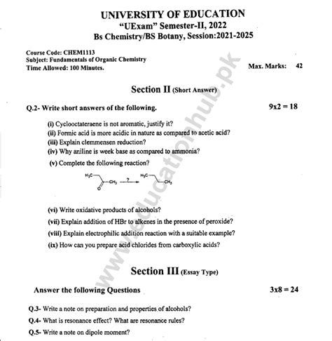 chem1113 bs chemistry education university past papers archives