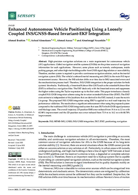 pdf enhanced autonomous vehicle positioning using a loosely coupled