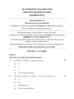 ISC SEMESTER EXAMINATION SPECIMEN QUESTION Isc Semester Examination Specimen Question
