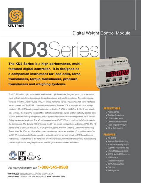 Pdf Digital Weight Control Module Series Sentran Llc · Of Products