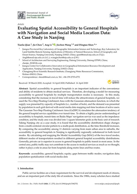 Pdf Evaluating Spatial Accessibility To General Hospitals With