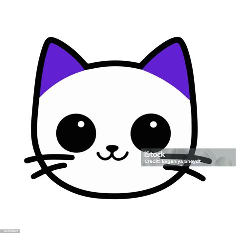 귀여운 고양이 얼굴 벡터 일러스트 레이 션 벡터 디자인 어린이 의류 섬유 카드 어린이 방 포스터 인쇄 평면 만화 스타일의 벡터 그림입니다 흰색 배경입니다 애완고양이에 대한
