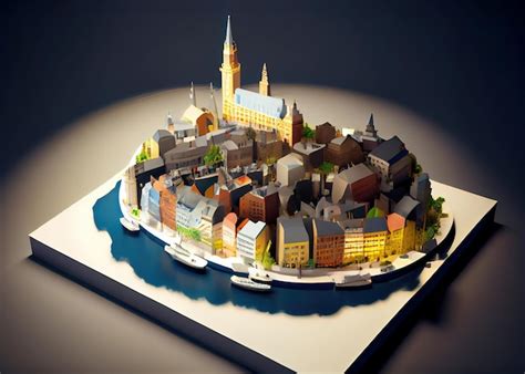 Premium Ai Image Abstract 3d Model Of The Modern City Visualization Made With Generative Ai