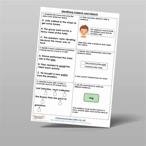 Year 6 Identifying Subjects And Objects Prior Learning Resource Classroom Secrets