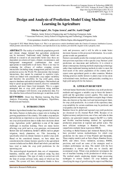 pdf design and analysis of prediction model using machine learning in