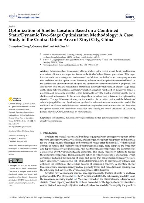 pdf optimization of shelter location based on a combined static