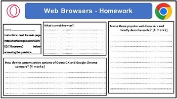 Web Browsers Homework By High School With Hannah TPT