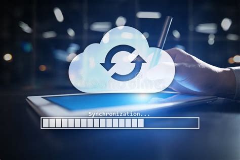 Cloud Synchronization Progress Bar On Tablet Screen Data Storage And