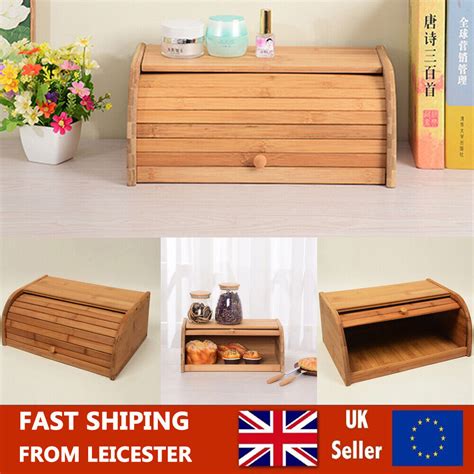 Купить Ибей wooden bamboo bread bin wooden bread storage box w roll
