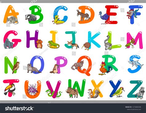 Cartoon Illustration Colorful Alphabet Letters Set Stock Vector