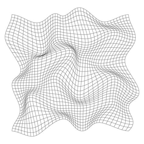 Distorted Square Grid Wireframe Wave Geometry Grid Warped Mesh