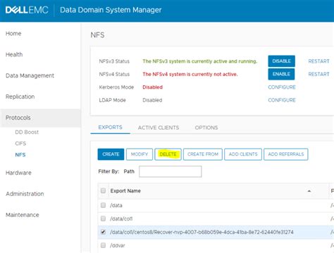 Networker Nvp Vproxy Instant Vm Restore Left Behind Nfs Mounts On Data Domain And Vmware Dell Us