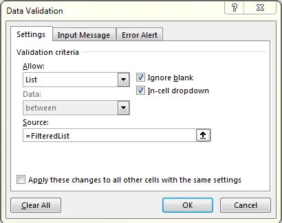 Formula For Dependent Drop Down List From Table Data In Excel Stack Overflow