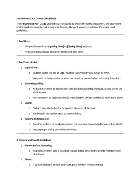 swimming pool usage guidelines pdf swimming swimming pool