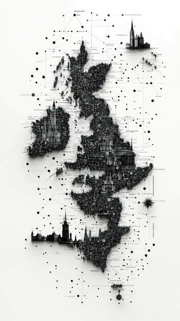 Architectural Cityscape Map Depicting Interconnected Structures Premium Ai Generated Image