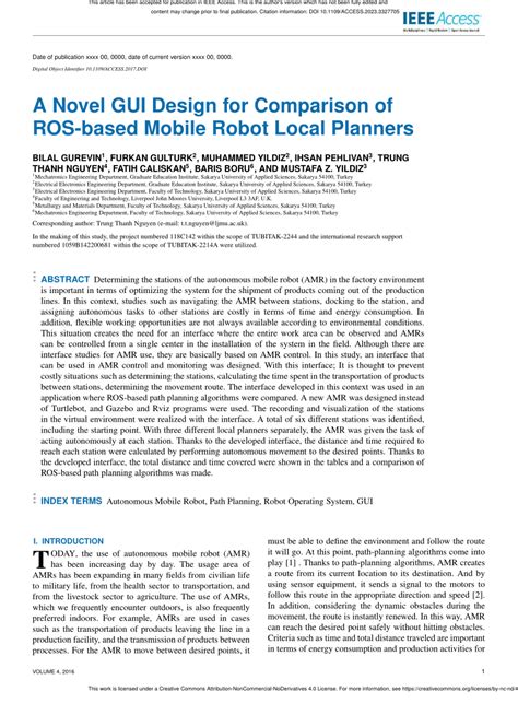 Pdf A Novel Gui Design For Comparison Of Ros Based Mobile Robot Local Planners